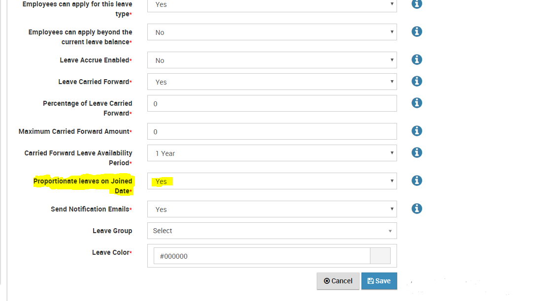 How to allow a proportionate number of leave days based on the joined date & How to configure ...