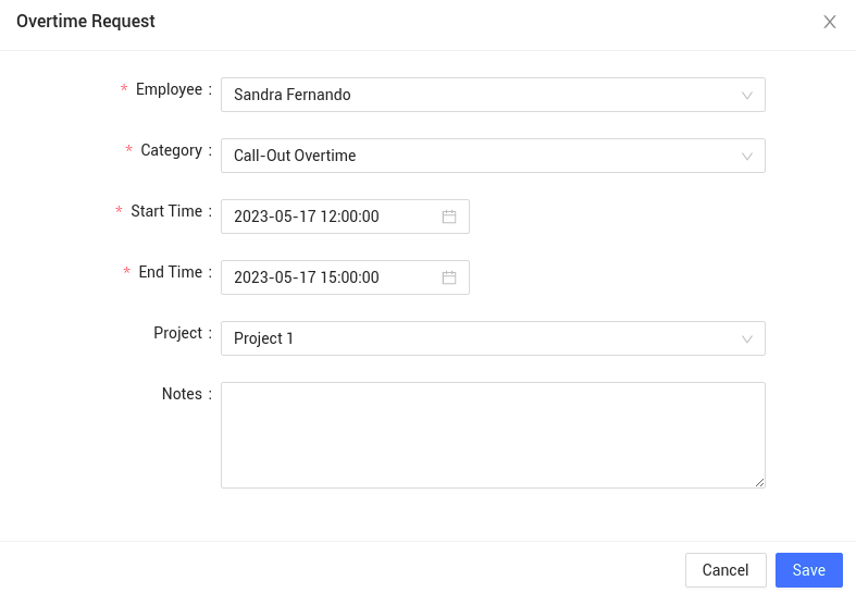 Adding An Overtime Request As An Admin in IceHrm
