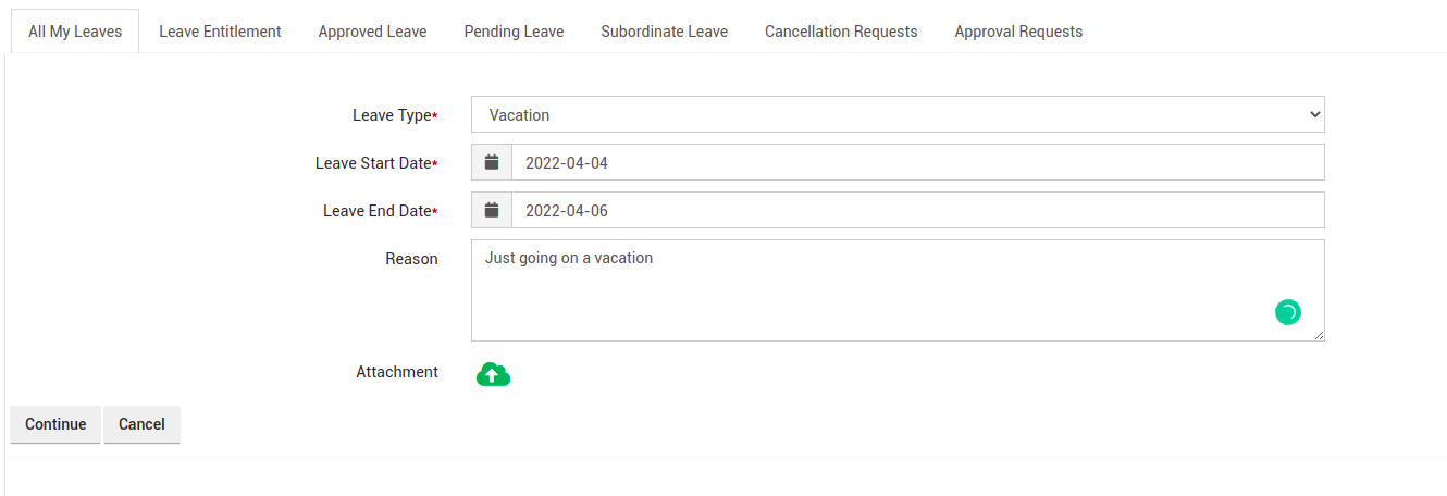 Leave Requests and Approval - IceHrm