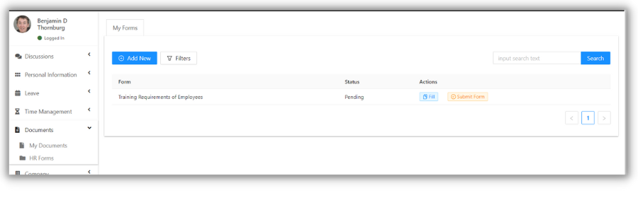 Filling an HR Form As an Employee - IceHrm