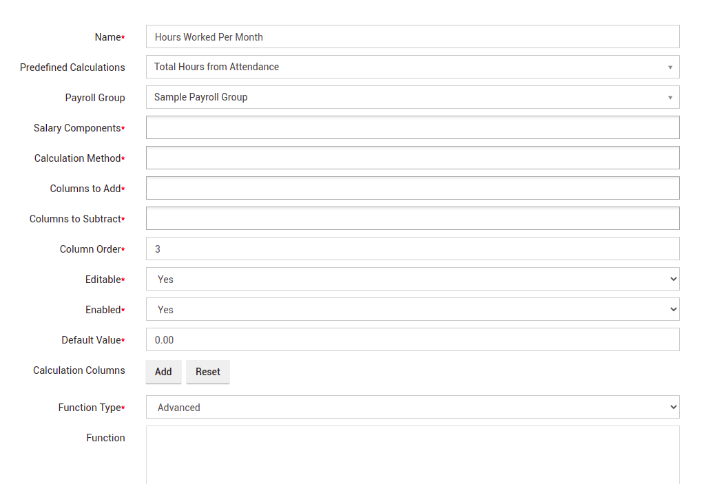 Types Of Payroll Columns - IceHrm